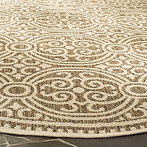 SAFAVIEH Beach House Collection 4' Round Cream/Beige BHS134C Geometric Indoor/ Outdoor Non-Shedding Easy Patio Backyard Porch Deck Mudroom Area Rug