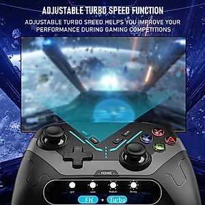 Diswoe Wireless Controller for Switch/Lite/OLED, Controller with a Mouse Touch Feeling on Back Buttons, Pro Controller with Wake-up,Programmable, Turbo Function
