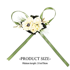 Yean Flower Wedding Wrist Corsage Ivory Prom Corsage Ribbon Bracelets for Bride and Bridesmaios