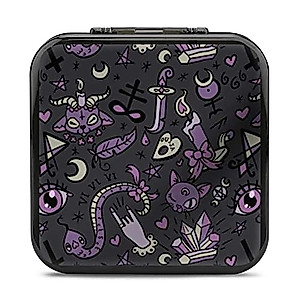 Sedoied Purple Black Goth Spooky Printed Game Card Case for Nintendo Switch Cartridge Holder Carrying Storage Box with 24 Memory Card Holder g-c-02358741a One Size