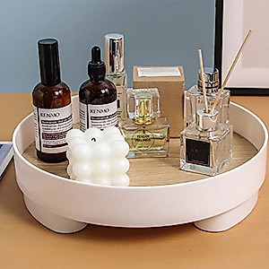 FIZZOQI Plastic Cosmetic Storage Shelf Condiment Rack Tabletop Rack Desk Round Tray Pantry Room Organizer Rack Household Restaurant Storage Rack