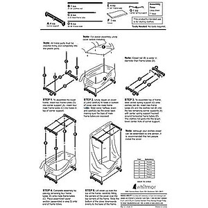 Whitmor Clothes Rack with Cover Portable Wardrobe Clothes Closet with Hanging – 36” W x 64” H x 19.75” D – Perfect for Home, Storage Room, Dorm, etc. – Not for Outside Use - No-Tool Assembly