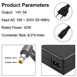 ARyee 14V 3A AC Adapter Power Charger Compatible with Samsung S27a350h S20D340H S20D340HY S22D300BY S22D300HY S22D300NY S22D340HY S24D300HL S24D340H S24D340HL TFT LCD Monitor(6.0 X 4.4mm)