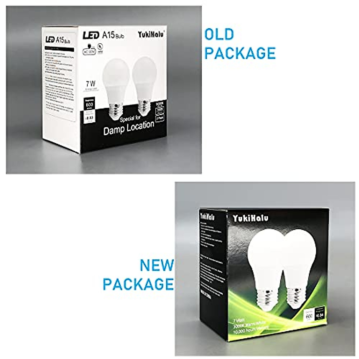 YukiHalu, LED Refrigerator Light Bulb 60W Equivalent A15 Appliance Fridge Bulbs, Waterproof 600 Lumen 7W 120V Daylight 5000K E26 Medium Base, Small Size Bulb for Damp Location, Not-Dim, 2-Pack