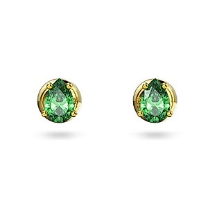 Swarovski Chroma Stud Earrings, Pear Cut Crystal, Green, Gold-tone Finish