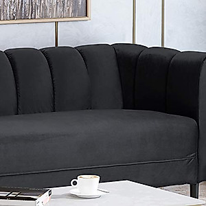 Christopher Knight Home Miranda Velvet 3 Seater Sofa, Black, Dark Brown