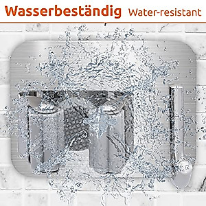 ECENCE 4x Broom Holder Self-Adhesive with Hook, Mop Hanger Wall Mount, Garden Tool Rack, Garage Storage Systems, Laundry Kitchen Tool Organizer Silver