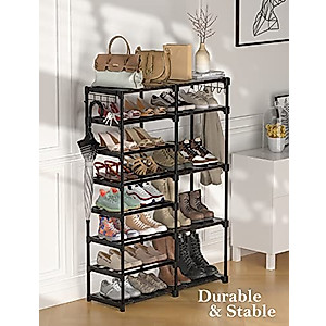 TIMEBAL 8-Tier Shoe Rack Storage Organizer, 25-28 Pairs Shoes Shelf Organizer, Removable & Dust Large Stackable Shoe Rack for Boot & Shoe Storage