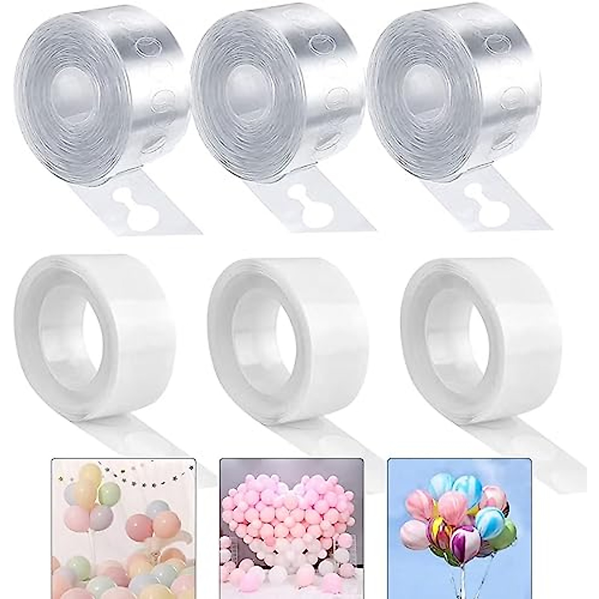 Balloon Decorating Strip Kit for Arch Garland 2 Balloon Ribbon, 2 Pcs Tying Tool, 2 Ballon Flower Clip for Party Wedding Birthday Xmas Baby Shower DIY