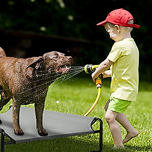 Veehoo Original Cooling Elevated Dog Bed, Outdoor Raised Dog Cots Bed for Large Dogs, Chew Proof Standing Pet Bed with Washable Breathable Mesh, No-Slip Feet for Indoor Outdoor, Large, Black Silver