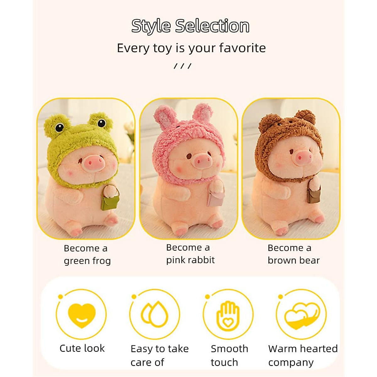 Gujuja 11.8 Inch Pig Plush Pillow Delicate and Lovely Pig Stuffed Animal Simulation Pig Plush Doll Toy for Family,Friends,Girlfriends and Kids