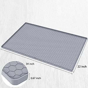 Under Sink Mat - 34" x 22" Waterproof Under Sink Kitchen Cabinet Mat with Drain Hole,Kitchen Bathroom Cabinet Floors Mat,Silicone Under Sink Mat,Flexible Under Sink Mats