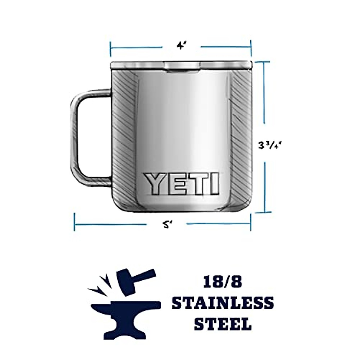 YETI Rambler 14 oz Mug, Vacuum Insulated, Stainless Steel with MagSlider Lid, Charcoal