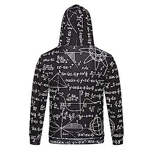Cool Hoodies for Men, Thenlian Mens Autumn Winter 3D Math Formula Printing Long Sleeve Sweatershirt Top Blouse(Black, XL)