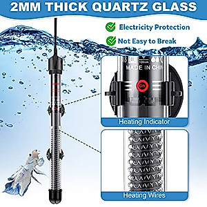 Dreyoo 2 Set Aquarium Fish Tank Heater, Submersible Aquarium Heater with Thermometers and Suckers, Adjustable Knob Aquarium Water Heater Built-in Thermostat for Aquariums (300 W)