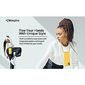 blaspins Crossbody Lanyard Strap Case for iPhone 14, Neck Cross Body, Adjustable Holder Removable, Drop Protection Shockproof, Hands-Free Silicone Case Cover 6.1 inch, 150 cm Strap, iP14 - Yellow