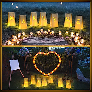 Eersida 7 Pieces Wedding Proposal Decorations Marry Me Light up Letters Sign Set Paper Luminaria Bags with 14 LED Lights for Engagement Party Romantic Night Girl Boy Living Room Office, White