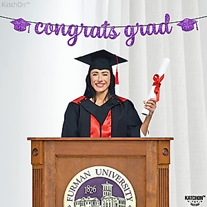 KatchOn, Glitter Congrats Grad Banner Purple - 10 Feet, No DIY Graduation Banner | Congratulations Banner, 2024 graduation party decorations | Graduation Backdrop, Graduation Decorations Class of 2024