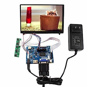 VSDISPLAY 7'' 1280x800 IPS Display Screen N070ICG-LD1 with HD-MI VGA 2AV LCD Driver and 12Vdc 2A Power Adapter Supply US Plug with 5.5x2.1mm/3.5x1.35 mm Port