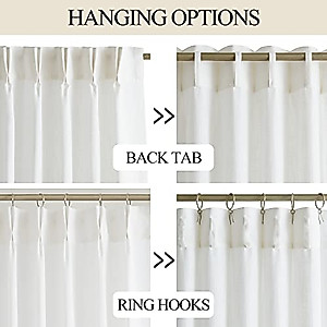Vision Home White Pinch Pleated Semi Sheer Curtains Textured Light Filtering Window Curtains 84 inch for Living Room Bedroom Rayon Blended Pinch Pleat Drapes with Hooks 2 Panels 40" Wx84 L