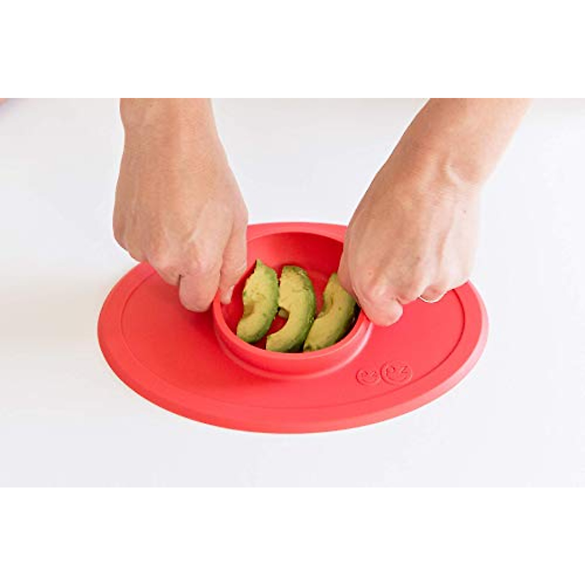 ezpz Tiny Collection Set (Gray) - 100% Silicone Cup, Spoon & Bowl with Built-in Placemat for First Foods + Baby Led Weaning + Purees - Designed by a Pediatric Feeding Specialist - 4 Months+