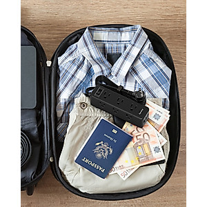 Power Strip Surge Protector, 9 Widely Spaced Outlets with 3 USB Ports, 3 Side Outlet Extender with 6.5 Ft Extension Cord, 1050 Joules, Flat Plug, Wall Mount Charging Station for Home Office Dorm Black