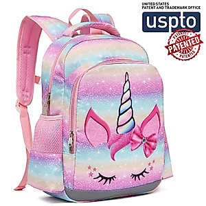 Backpack for Girls,Octsky Kids backpacks Preschool Kindergarten Bookbag Cute Lightweight With Chest Strap and Lunchbox (Unicorn)