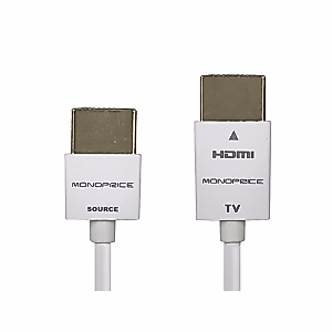 Monoprice Ultra Slim Series 6ft 10.2Gbps High Performance HDMI® Cable w/RedMere® Technology Supports Ethernet, 3D, 4K and Audio Return - White