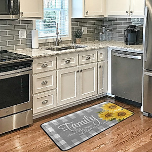 Sinestour Grey Buffalo Plaid Check Kitchen Rugs Non Slip Kitchen Mats Doormat Bathroom Runner Area Rug for Kitchen Decor Farmhouse, Washable, 39 x 20 Inch