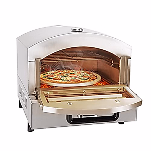 BNDHKR Gas Pizza Oven Stainless Steel Pizza Maker with 12 Inch Round Pizza Stone Portable Pizza Baker for Party and Outdoor Cooking,16.73 x 18.7 x 15.75 inches
