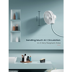 10 Inch Wall Mount Oscillating Fan with Remote and Timer, Small Bedroom RV Fan with 4 Speeds, Quiet Operation,90°Oscillation, Adjustable Tilt,5.92 ft Wire, Cooling Bathroom Wall Mounted Fans