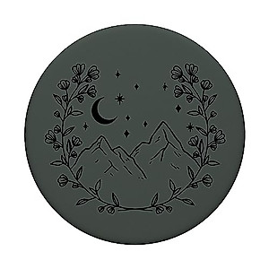 Midnight Green - Boho Chic Floral Moon Mountain PopSockets Standard PopGrip