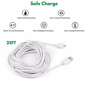 Zeshbit 2Pack 25ft/7.5m Power Cable for Blink Mini Security Camera, Extension USB Cable Continuously Charging Your Blink Mini Indoor Plug-in Smart Camera (Plug and Camera are Not Included)