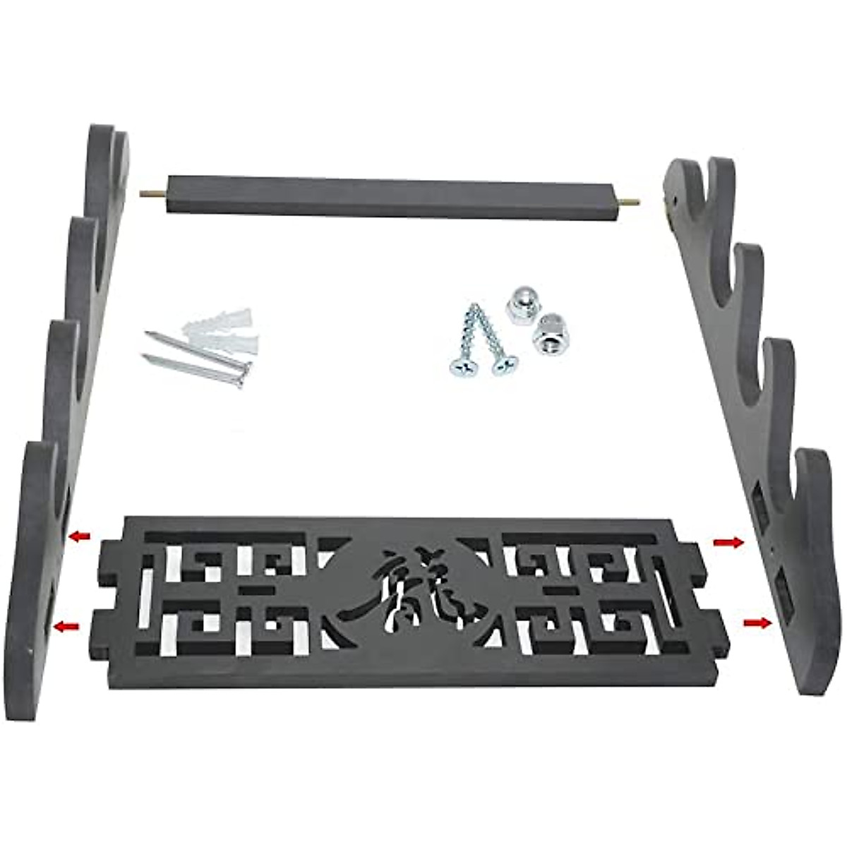 LUCKNIGHT Display Stand 4 Layer Sword Holder Wall- Mounted Sword Stand Hanger Samurai Sword and Tanto Standard Swords Display Rack Sword Stand