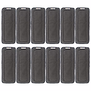 AlVABABY Charcoal Bamboo Inserts Cloth Diaper Liner,5-Layer Inserts,Reusable Liners for Baby Cloth Diapers 12pcs 12ZTN