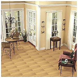 Tivoli II Self Adhesive Vinyl Floor Planks, 10 Pack - 6" x 36", Rustic Oak - Peel & Stick, DIY Flooring - Natural Wood Grain Feel for Kitchen, Dining Room & Bedrooms by Achim Home Decor