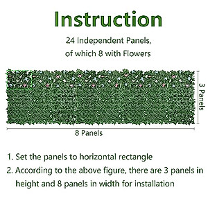 OUSHENG 118x39in Artificial Ivy Fence Privacy Screen Cover with Flowers, Faux Vines Leaf Covering Grass Wall Decoration for Outdoor Patio Balcony Apartment Backyard Deck Garden