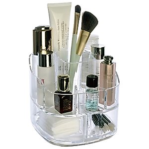 Homhope 360 Rotating Makeup Organizer, Acrylic Cosmetic Storage Display Case,Bathroom Counter Organizer,Skin Care Rack for Vanity,Clear Holder for Makeup Brush,Lipstick