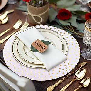 50 Pcs 14 Inch White and Gold Foil Paper Place Mats Golden Polka Dots Round Placemats Disposable Decorative Table Mats for Wedding Banquet Party Home Dining Table Decor