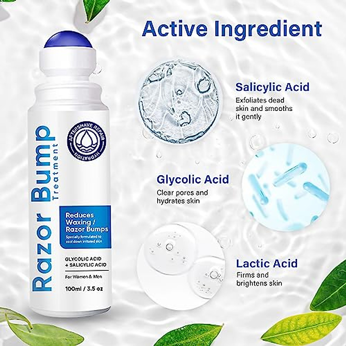 Razor Bump Treatment - Ingrown Hair Treatment for Razor Bumps, After Shave Treatment for Face, Neck, Bikini Area, Legs, With Salicylic Acid, Glycolic Acid