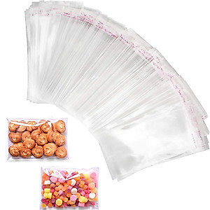 400Pcs Cellophane Bags Clear Plastic Self Adhesive Bags 3.5 x 5.5 inch, OPP Bag Small Clear Resealable Cello Bags for Cookies, Cellophane Bags Small for Bakery Candle Soap Prints Card (9 * 17CM)
