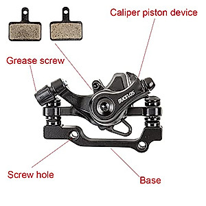 BUCKLOS Mountain Bike disc Brake Caliper with 160mm Adapter, Bicycle Mechanical Aluminum Alloy Brake Calipers, Front/Rear Caliper fit e-Bike Road Bike Folding Bicycles
