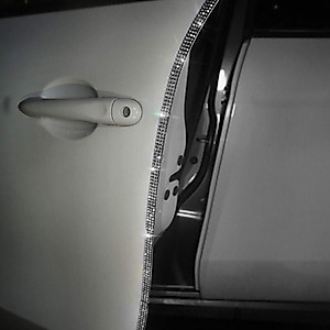 eing Door Edge Anti-Scratch Sticker Door Crash Bumper Crystal Bling Protection Tape Rubber Strip Car Door Protector/ Guard,90cm/35.4" Each One,4Pack/Set,White