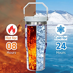 Queen Hero 30 oz Butterfly Tumbler with Handle, Large Insulated Tumbler with Flip & Straw Coffee Mug Cup Stainless Steel Gifts for Women Men Youth