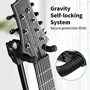 GUITTO Guitar Stand - Universal Portable Guitar Stand Adjustable Folding Hanging Guitar Floor Stands for Acoustic, Classical, Electric, Bass GGS-06