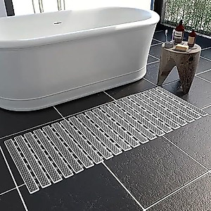 ROMROL Bathtub mat Shower mat Nonslip,Anti-Slip Bath mat for Bathtub Shower mats for Inside Shower, Bath mats for Bathroom Nonslip with Drain Hole and Suction Cups（Grey, 27.2 X 15.4 Inch）