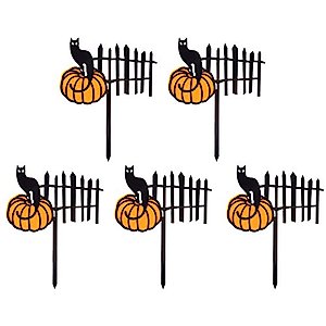 Amosfun 5 Pcs Creative Halloween Pumpkin Cat Design Birthday Cake Toppers for Party Cake Decortion