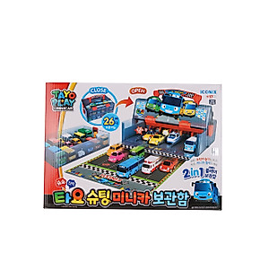 The Little Bus Tayo and Friends- Mini car Toy Storage and Racing Stadium for 26 Mini Cars with Handle…
