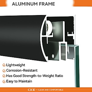CKB Bathtub Sliding Doors, Semi-Frameless Bypass Tub Doors, 56-60 inch W x 56 inch Height, 1/4 inch Tempered Safety Glass, Matte Black, Berlin