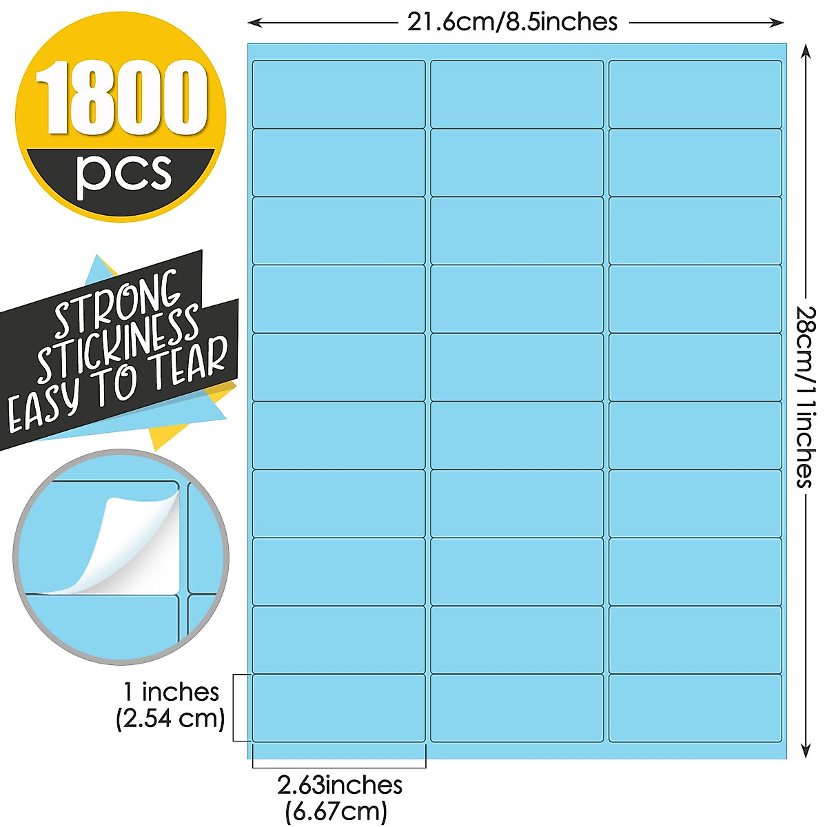 Geyee 1800 Pcs Fluorescent Address Labels Colored Address Labels 1'' x 2-5/8'' Neon Color Printable Stickers for Printer Return Mailing Shipping Message(Multicolor)